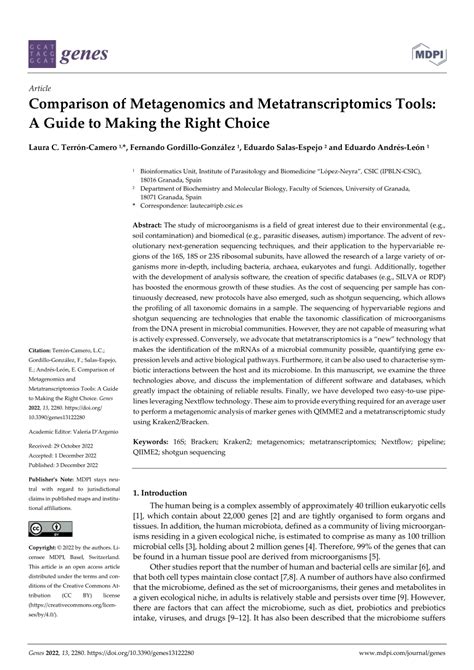 Pdf Comparison Of Metagenomics And Metatranscriptomics Tools A Guide
