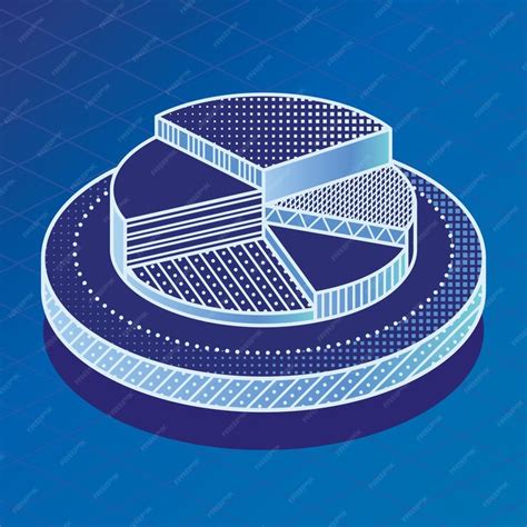 파란색 배경에 원형 차트 Infographic 요소 아이소메트릭 원형 다이어그램 프리미엄 벡터