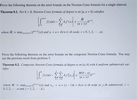 Prove The Following Theorem On The Error Bounds On