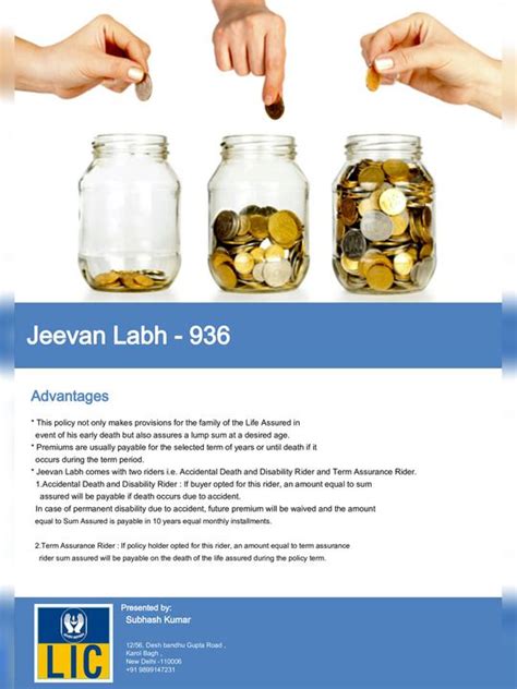 The Ad For Jeevan Labh Is Shown With Two Hands Grabbing Coins Out Of Jars