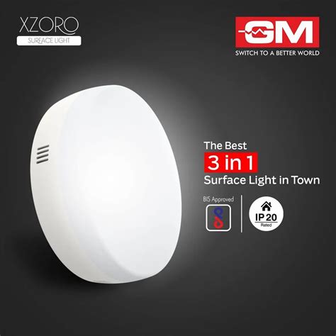 Polycarbonate 12 W Gm Xzoro Led Surface Light For Indoor At Best Price