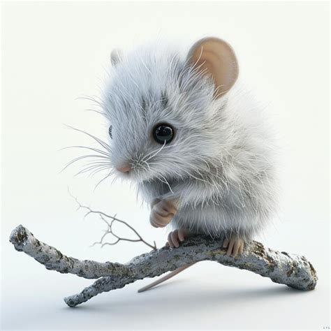 Premium Photo There Is A Small White Mouse Sitting On A Branch Generative Ai