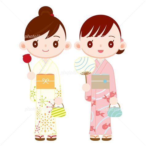 浴衣を着た女の子二人 夏祭り イラスト素材 968972 フォトライブラリー photolibrary