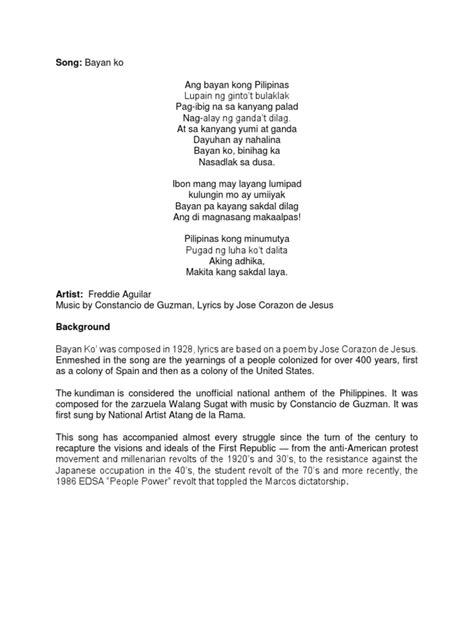 Bayan Ko Analysis Pdf