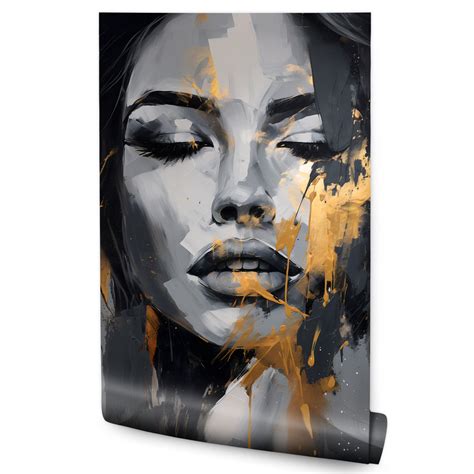 Fototapeta Do Sypialni Złoty PORTRET Kobiety Glamour Abstrakcja 215cm x 320cm Muralo Sklep