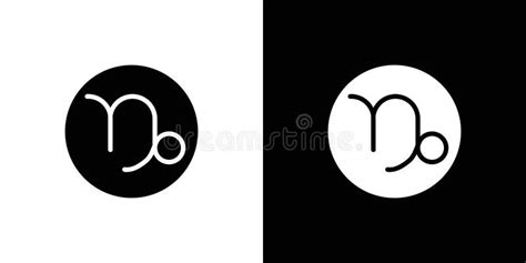 Capricorn Zodiac Sign Icon Flat Art Illustration In Outline Stock Vector Illustration Of