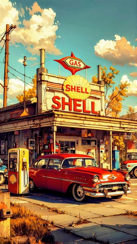 Old Gas Station Wallpaper Vintage Gas Station Wallpaper 80s Retro