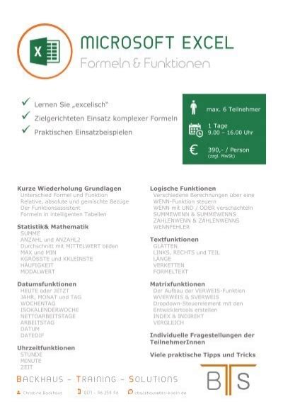 Excel Formeln And Funktionen