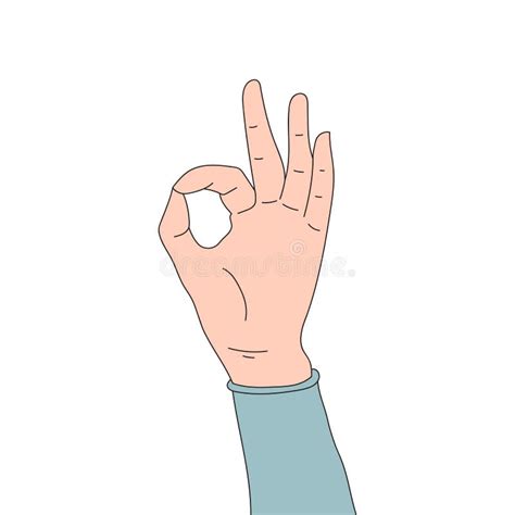 Mano De Doodles Dibujados a Mano Que Muestra El Símbolo Con Los Dedos De La Ok Ilustración del