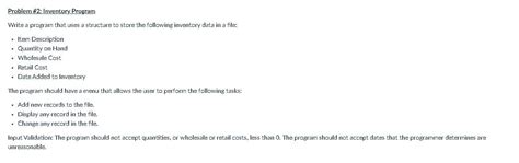 solved problem 2 inventory program write a program that