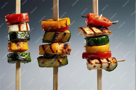 Premium Photo Grilled Veggie Halloumi Skewers