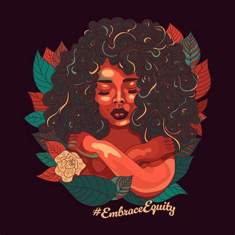 Premium Vector A Beautiful African American Woman With Flowers Hugs