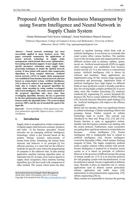 Pdf Proposed Algorithm For Bussiness Management By Using Swarm Intelligence And Neural Network