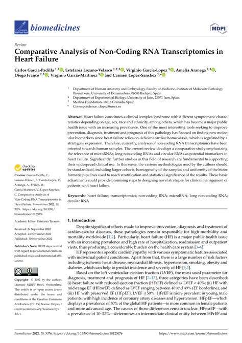 PDF Comparative Analysis Of Non Coding RNA Transcriptomics In Heart Failure