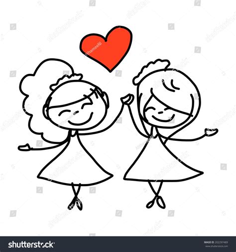 Hand Drawing Cartoon Concept Happy Same Stock Vector Royalty Free