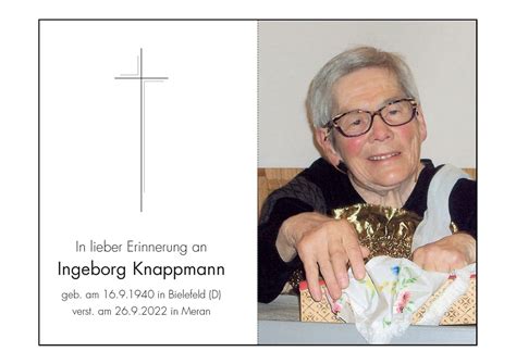 Ingeborg Knappmann Bozen Bestattungsdienst Schwienbacher A Meran