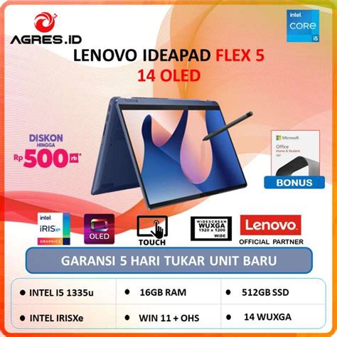 Promo LENOVO IDEAPAD FLEX 5 14 OLED I5 1335u 16GB 512GB 14 0 WUXGA PEN 2IN1 WIN11 OHS ABYSS