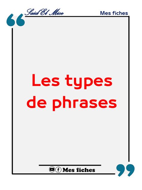 Les Types De Phrases Pdf