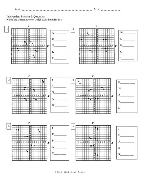 Quadrant Worksheets