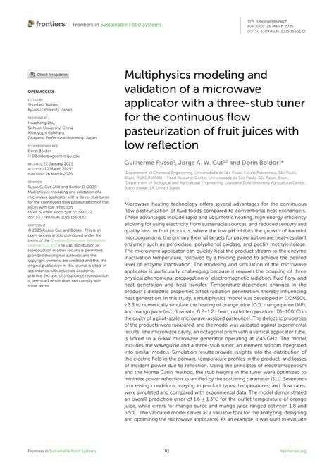 Pdf Multiphysics Modeling And Validation Of A Microwave Applicator With A Three Stub Tuner For