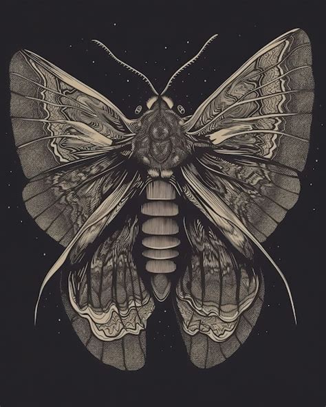 Premium Ai Image Moth Illustration On Black Background