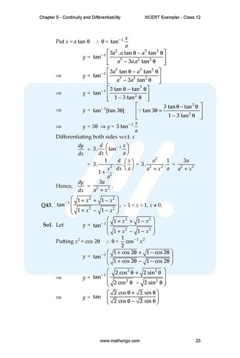 Ncert Exemplar For Class 12 Maths Chapter 5 Mathongo