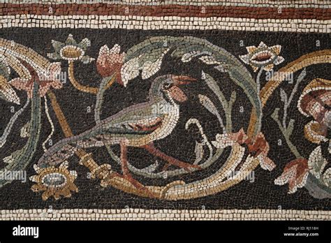 Mosaic Of Zeus And Ganymede Detail Floral Ornate Mid Imperial Period