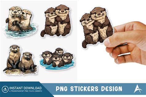 Otters Png Sticker Clipart Design Gráfico Por Allisonsuns · Creative Fabrica