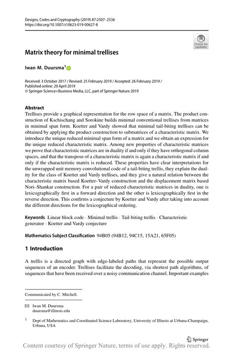 Matrix Theory For Minimal Trellises