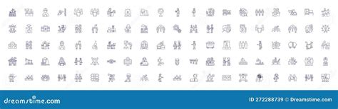 Manufacturing Corporation Line Icons Collection Production Assembly Fabrication Plant