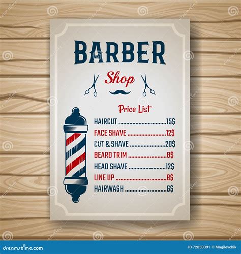 Barber Colored Price Stock Vector Illustration Of Background 72850391