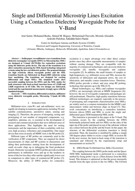 Pdf Single And Differential Microstrip Lines Excitation Using A Contactless Dielectric