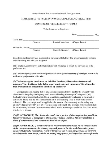 Conditional Fee Agreement Template