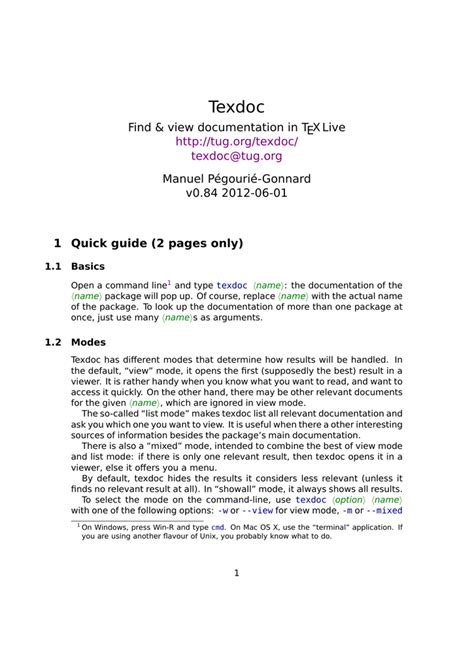 Texdoc Find And View Documentation In Tex Live