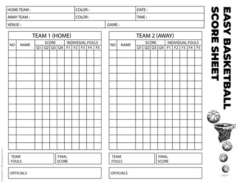 Fiba Basketball Score Sheet Template Wordlayouts