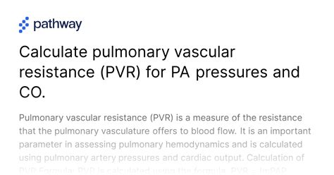 Calculate Pulmonary Vascular Resistance Pvr For Pa Pressures And Co