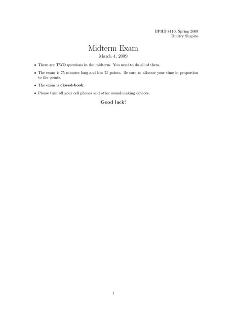 Solutions To Midterm Exam For Microeconomic Theory Ii Bphd 8110 Docsity