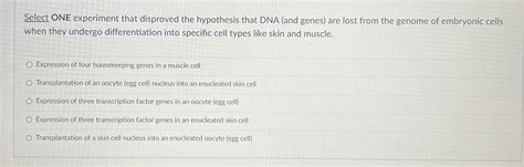 Solved Select One Experiment That Disproved The Hypothesis