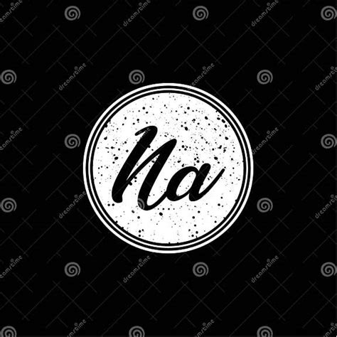 N A Initial Handwriting In Black And White Circle Frame Design Stock
