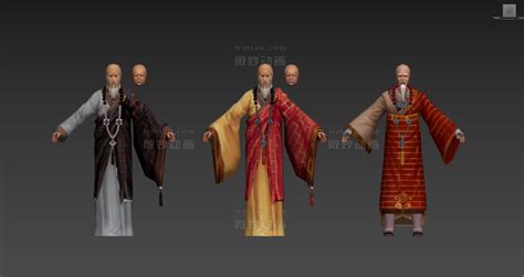 和尚老和尚僧人 CG模型 微妙网wmiao
