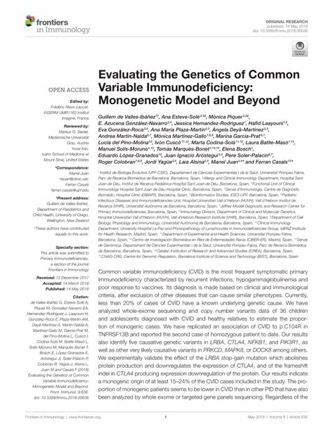 Pdf Evaluating The Genetics Of Common Variable Immunodeficiency