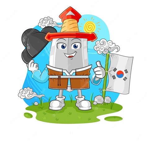 칼 한국 문화 벡터 만화 캐릭터 프리미엄 벡터