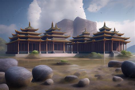 Old Chinese Style Temple Background Old Building Temple Chinese 3d
