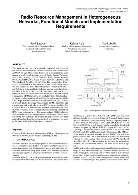 Pdf Radio Resource Management In Heterogeneous Networks Functional Models And Implementation