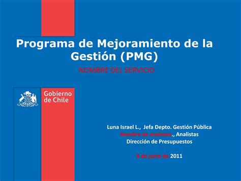 PPT Programa de Mejoramiento de la Gestión PMG PowerPoint Presentation ID