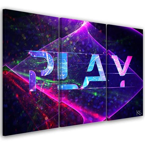 Obraz Trzycz Ciowy Na P Tnie Napis Play Abstrakcja 120x80 Inna