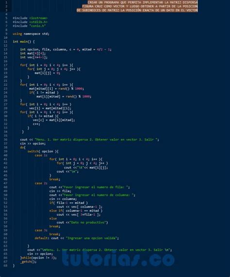 Arrays Visual C Matriz Dispersa Figura Cruz En Vector Tutorias Co