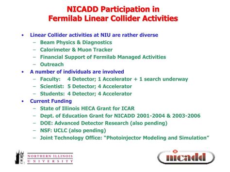 Ppt Nicadd Participation In Fermilab Linear Collider Activities Powerpoint Presentation Id