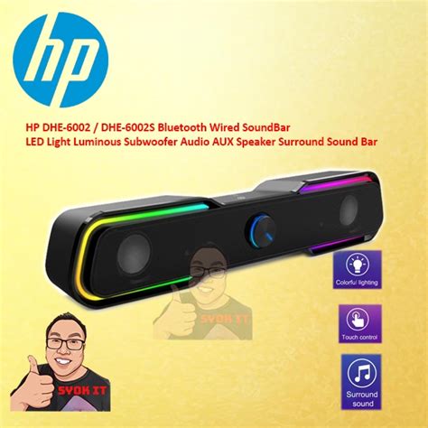 Hp Dhe Dhe S Bluetooth Wired Soundbar Led Light Luminous Subwoofer Audio Aux Speaker