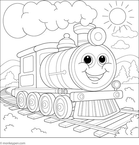 Steam Train Coloring Book